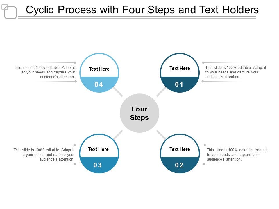 cyclic process with four steps and text holders ppt powerpoint presentation layouts objects