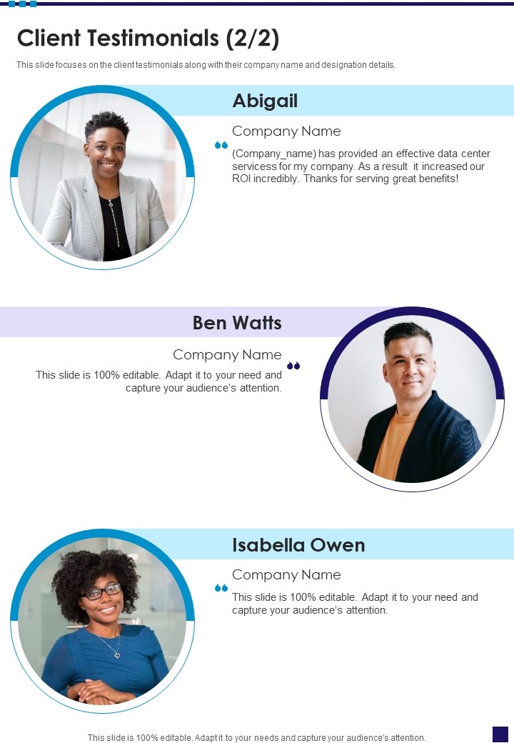 Data Hub Services Proposal Client Testimonials One Pager Sample Example ...