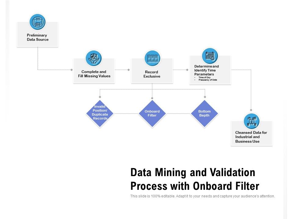 Data Mining And Validation Process With Onboard Filter Ppt Powerpoint