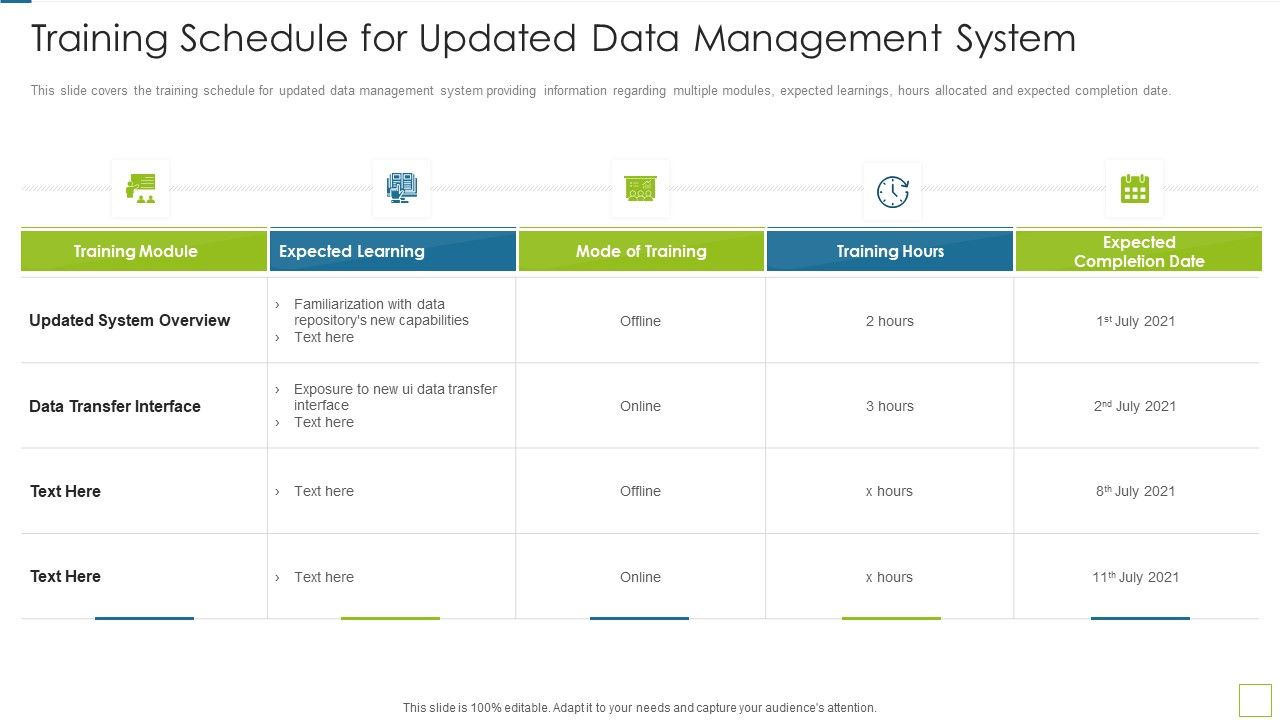 Database Expansion And Optimization Training Schedule For Updated Data Management System Ppt ...