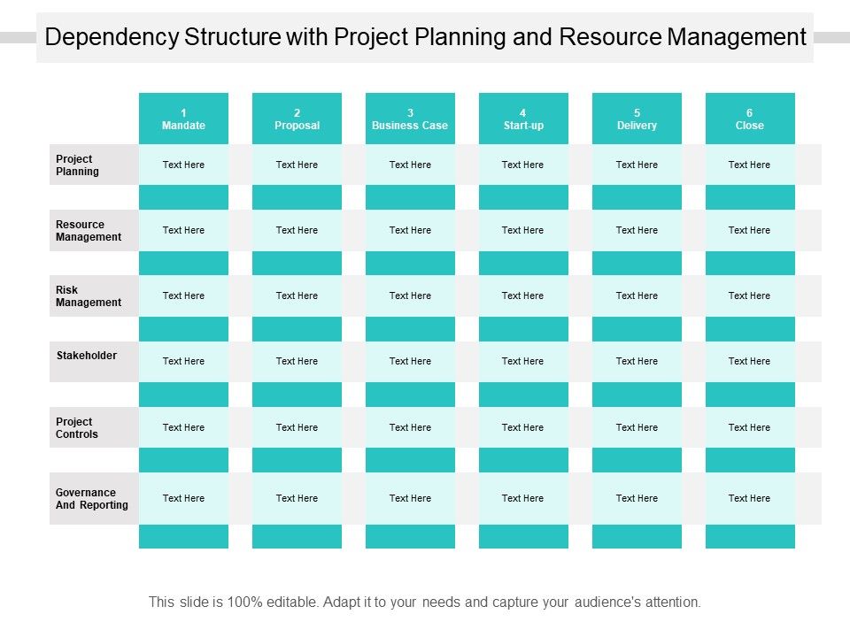 Dependency Structure With Project Planning And Resource Management Ppt Powe