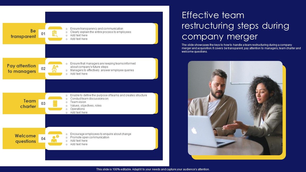 Effective Team Restructuring Steps During Company Merger Background PDF