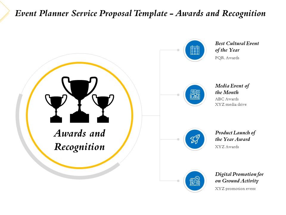 Event Planner Service Proposal Template Awards And Recognition Ppt Portfolio Clipart Images PDF