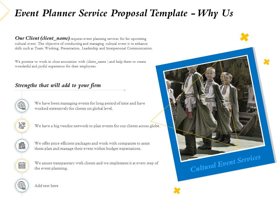 Event Planner Service Proposal Template Why Us Ppt Summary Example Introduction PDF