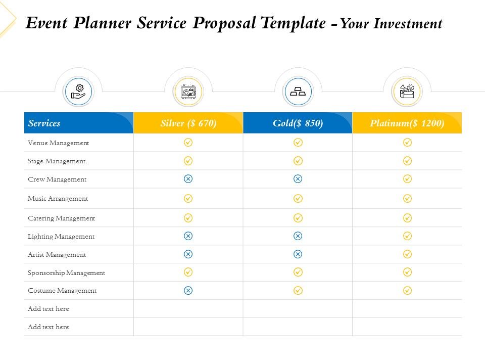 Event Planner Service Proposal Template Your Investment Ppt Model Ideas PDF