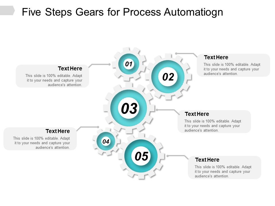 Five Steps Gears For Process Automation Ppt Powerpoint Presentation Infographics Show