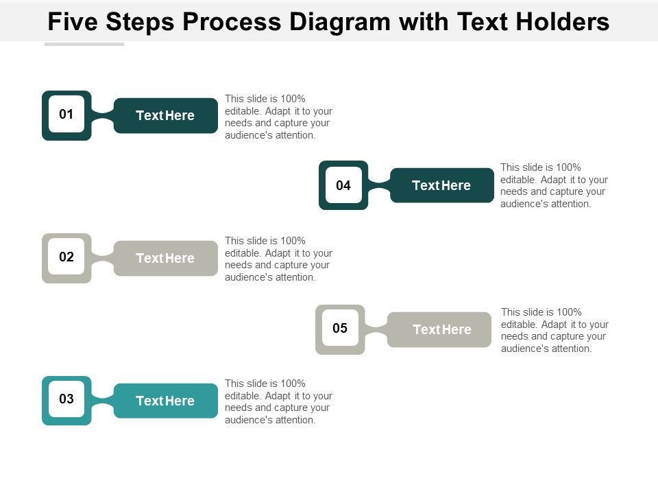 Five Steps Process Diagram With Text Holders Ppt PowerPoint Presentation Ga