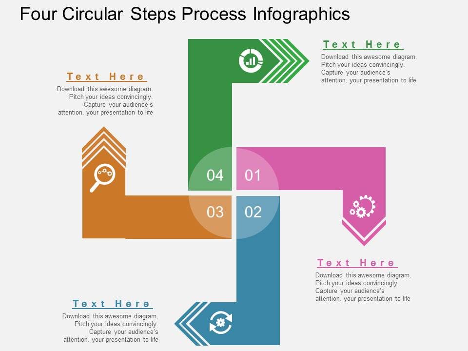 Four Circular Steps Process Infographics Powerpoint Template Four Circular Steps Process Infographics Powerpoint Template