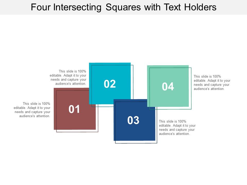 Four Intersecting Squares With Text Holders Ppt PowerPoint Presentation Sum