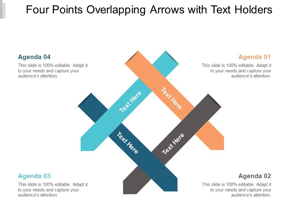 Four Points Overlapping Arrows With Text Holders Ppt Powerpoint Presentatio