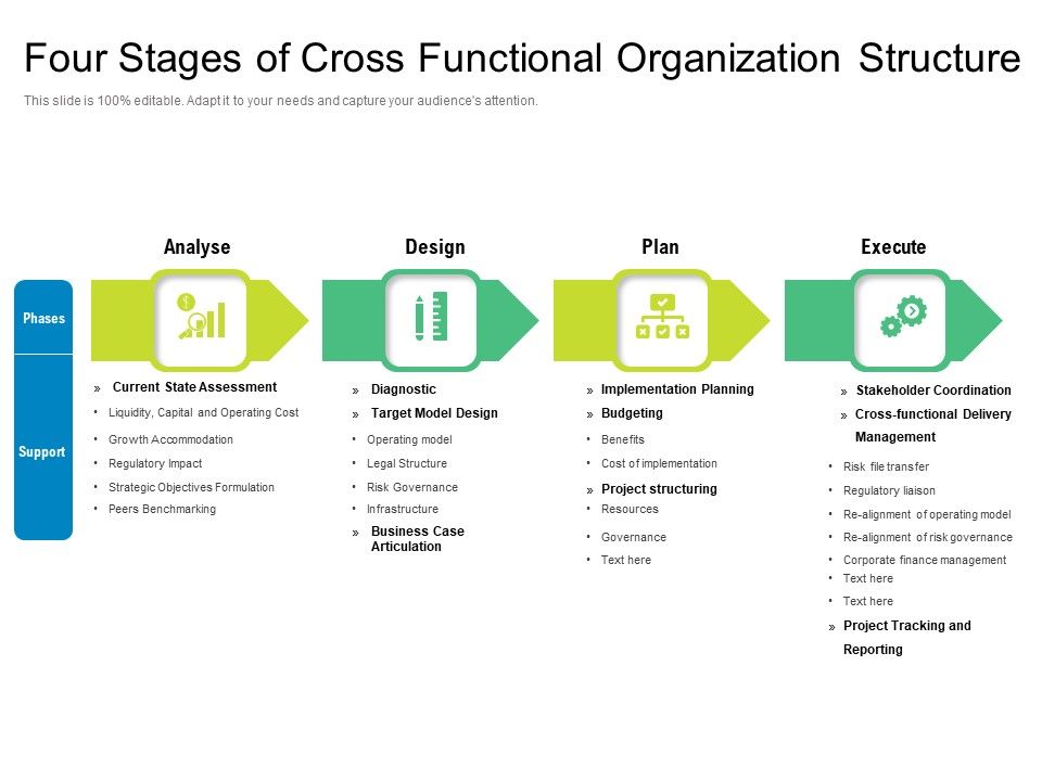 Four Stages Of Cross Functional Organization Structure Ppt PowerPoint Presentation Gallery ...
