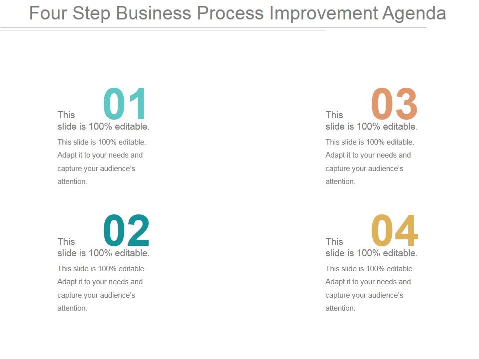 Four Step Business Process Improvement Agenda Ppt PowerPoint Presentation Slides