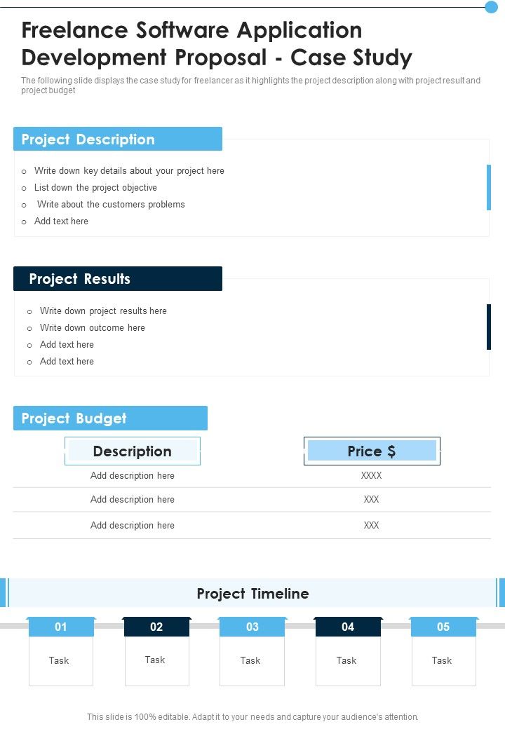 Freelance Software Application Development Proposal Case Study One Pager Sa