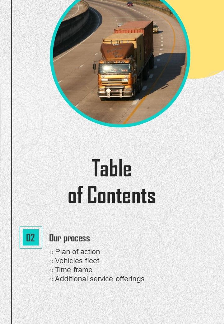 Hiring Proposal For Business Transportation Service Table Of Contents ... Hiring Proposal For Business Transportation Service Table Of Contents ...