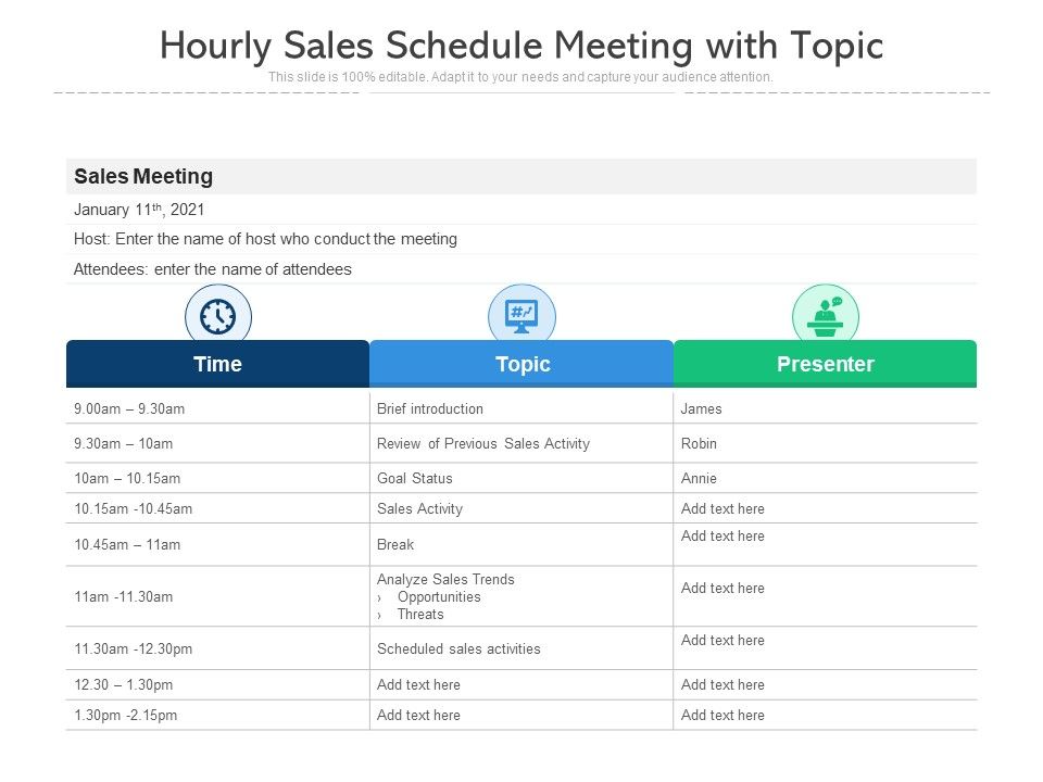 Hourly Sales Schedule Meeting With Topic Ppt PowerPoint Presentation Gallery Graphics Tutorials PDF