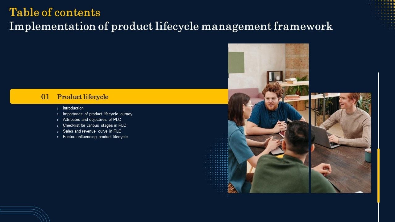 Implementation Of Product Lifecycle Management Framework Table Of Contents Brochure PDF
