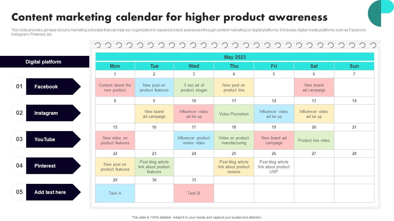 Implementing Client Onboarding Process Content Marketing Calendar For Higher Product Awareness