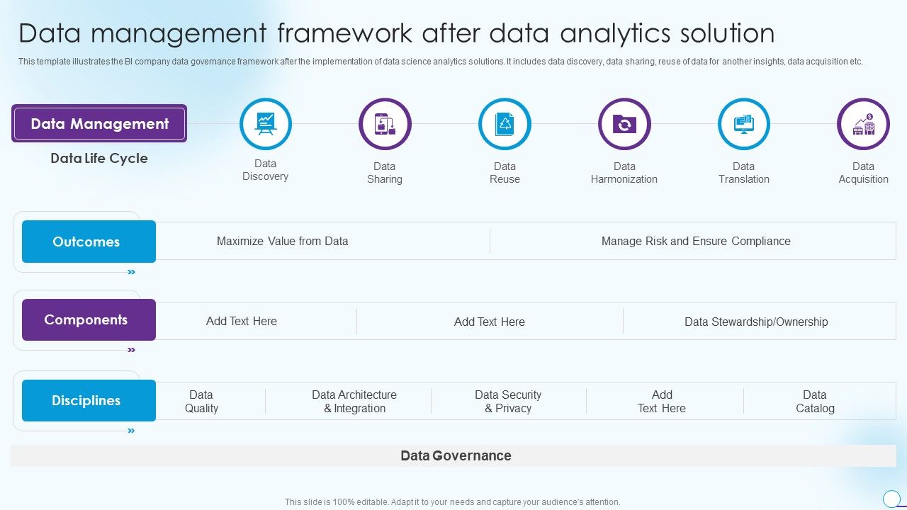 Information Analytics And Ml Strategy Playbook Data Management Framework After Data Analytics ...