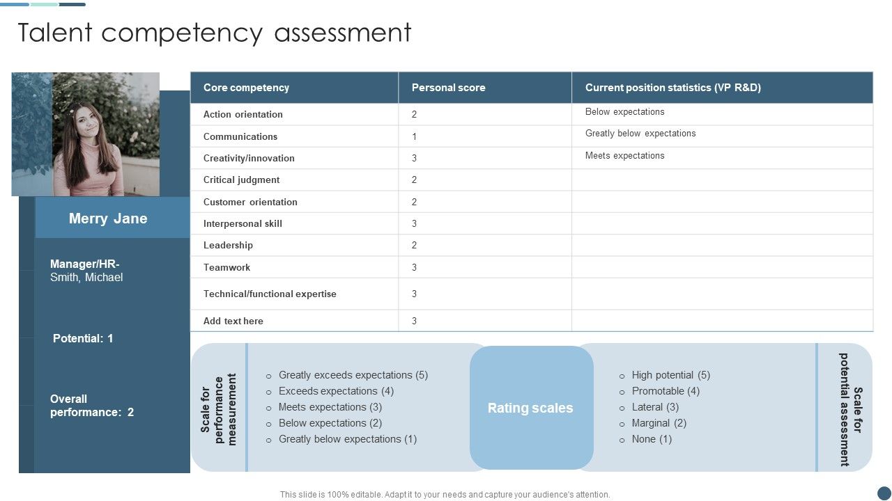 Internal Employee Growth And Development Handbook Talent Competency Assessment Summary PDF