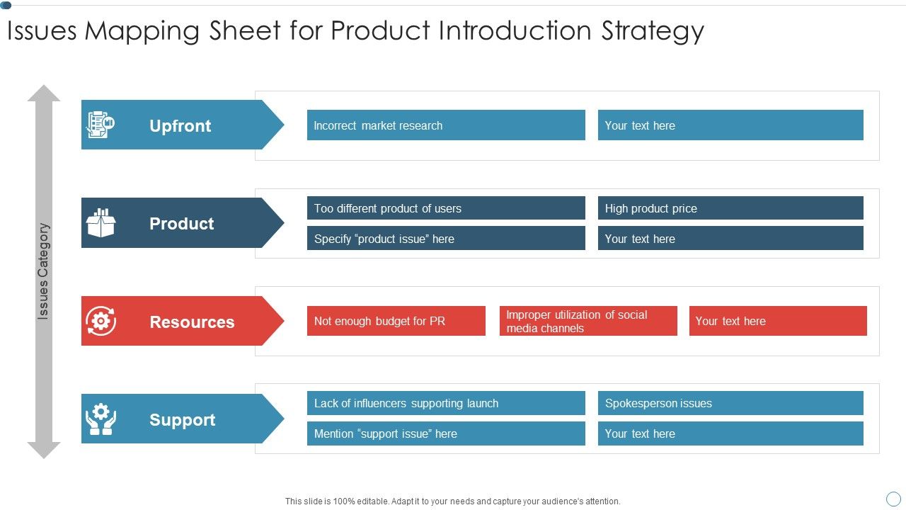 Issues Mapping Sheet For Product Introduction Strategy Brochure PDF