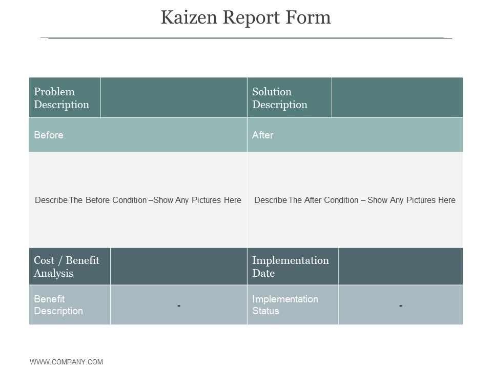 Kaizen Report Form Ppt PowerPoint Presentation Design Ideas Kaizen Report Form Ppt PowerPoint Presentation Design Ideas