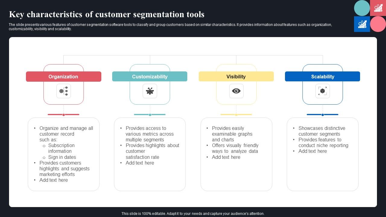 Key Characteristics Of Customer Segmentation Tools Ppt Background