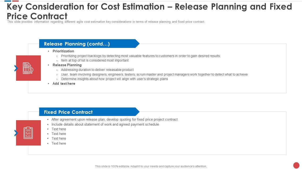 Key Consideration For Cost Estimation Release Planning And Fixed Price Contract Budgeting For
