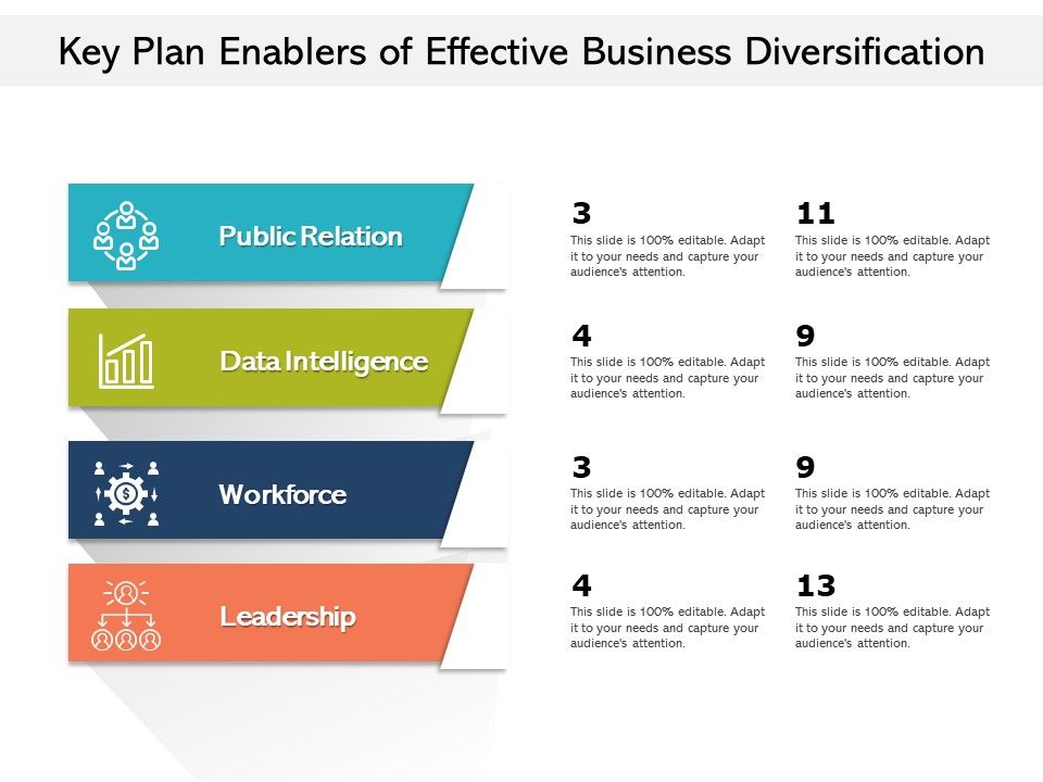 Key Plan Enablers Of Effective Business Diversification Ppt PowerPoint Presentation Ideas ...