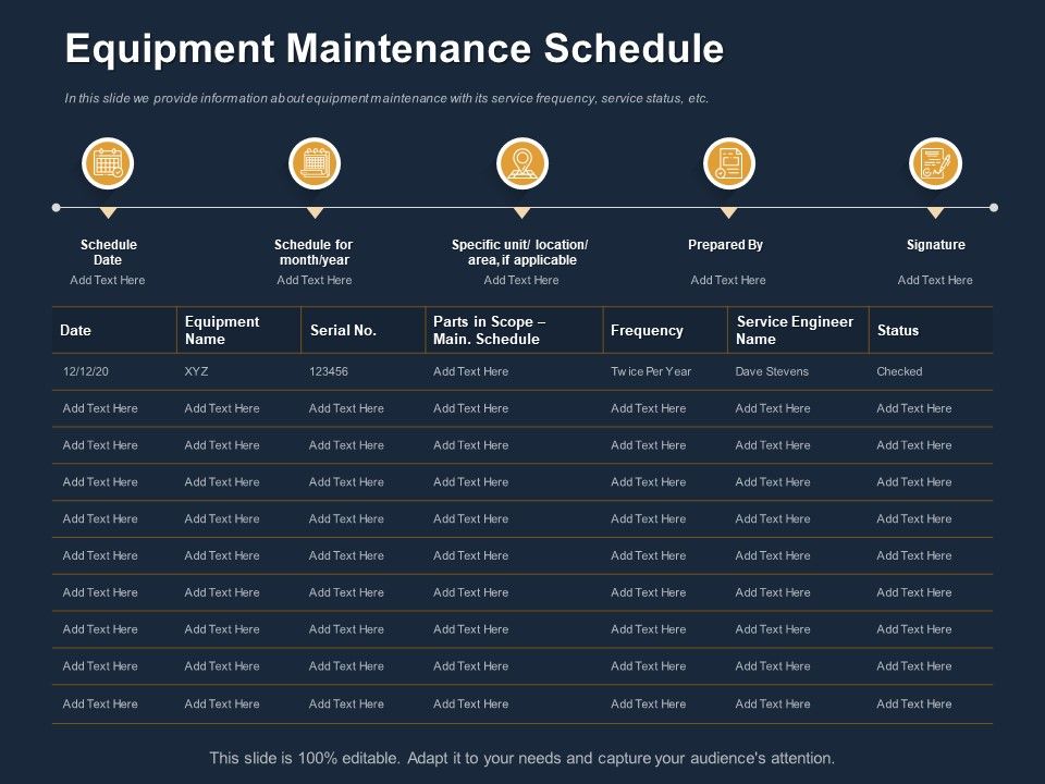 Logistics Events Equipment Maintenance Schedule Ppt Inspiration Graphics Do