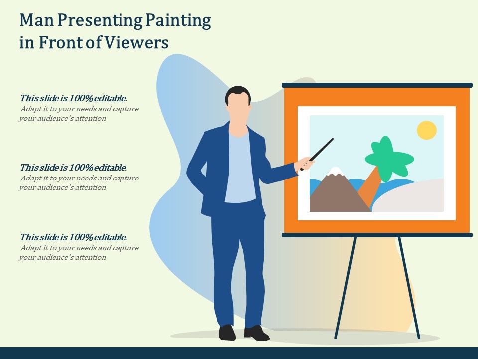 Man Presenting Painting In Front Of Viewers Ppt PowerPoint Presentation Inf