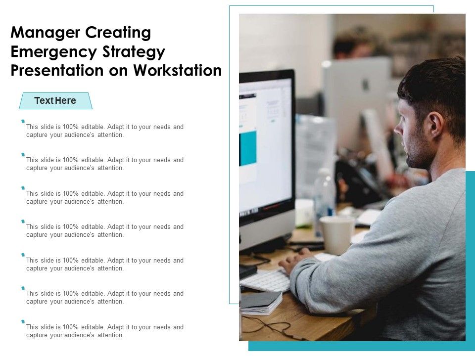 Manager Creating Emergency Strategy Presentation On Workstation Ppt