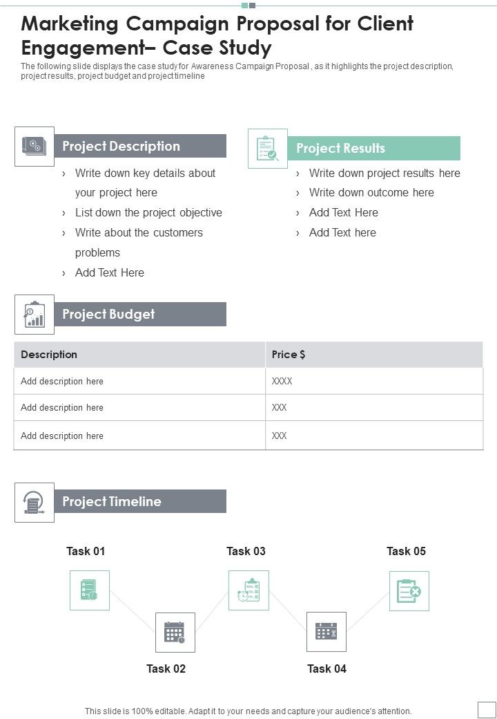 Marketing Campaign Proposal For Client Engagement Case Study One Pager Samp