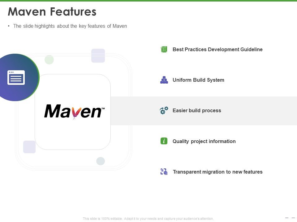 Maven Getting Started Guide Maven Features Ppt PowerPoint Presentation Layouts Example PDF