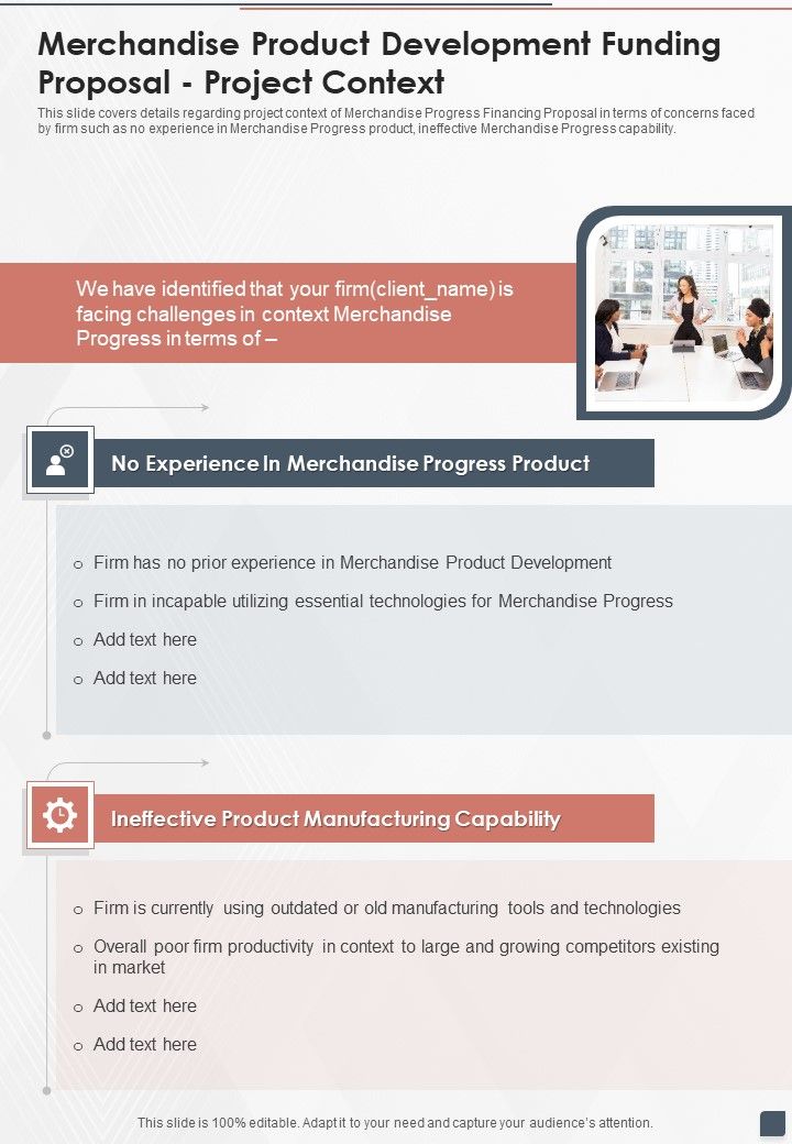 Merchandise Product Development Funding Proposal Project Context One Pager