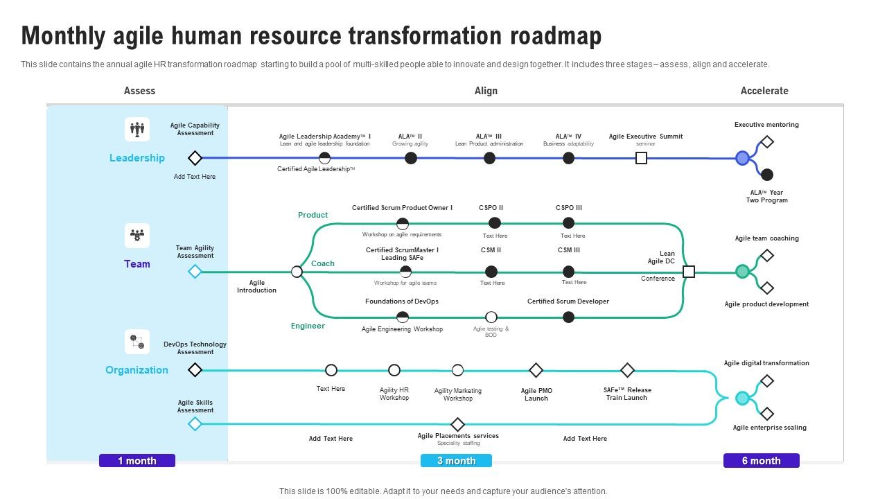 Monthly Agile Human Resource Transformation Roadmap Mockup PDF