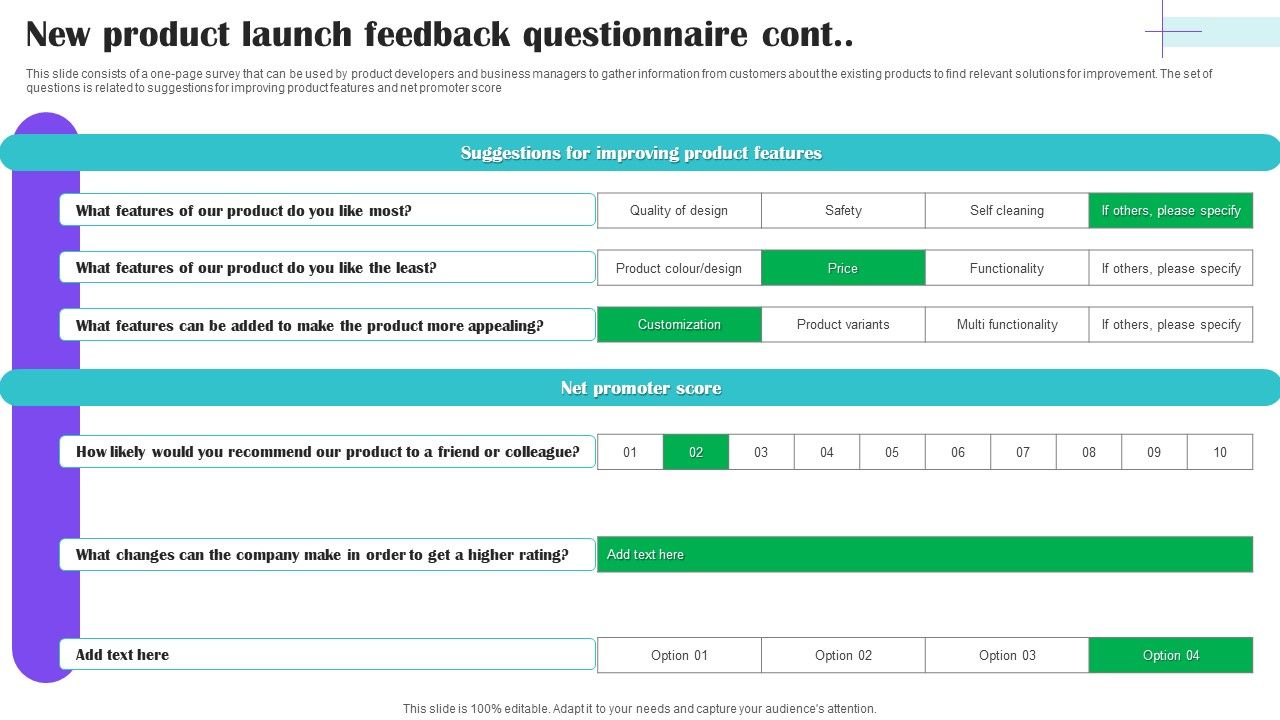 New Product Launch Feedback Questionnaire Survey SS