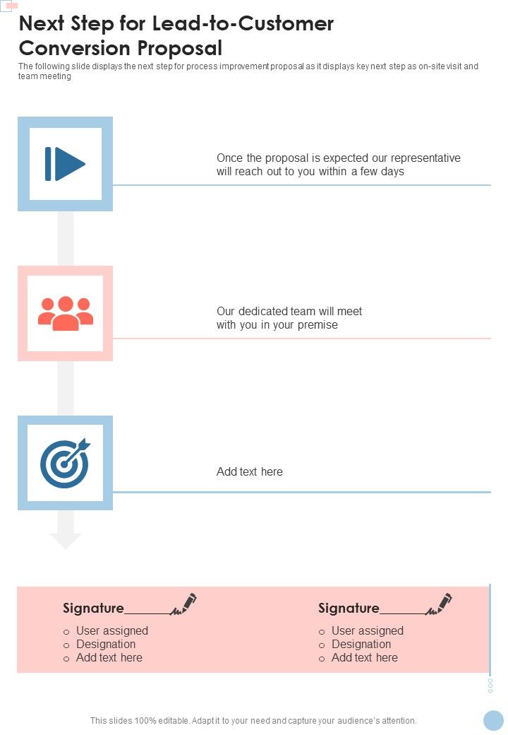 Next Step For Lead To Customer Conversion Proposal One Pager Sample Example