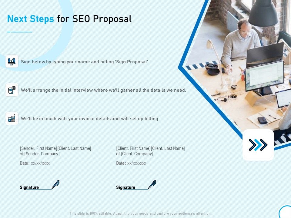Next Steps For SEO Proposal Ppt Gallery Deck PDF