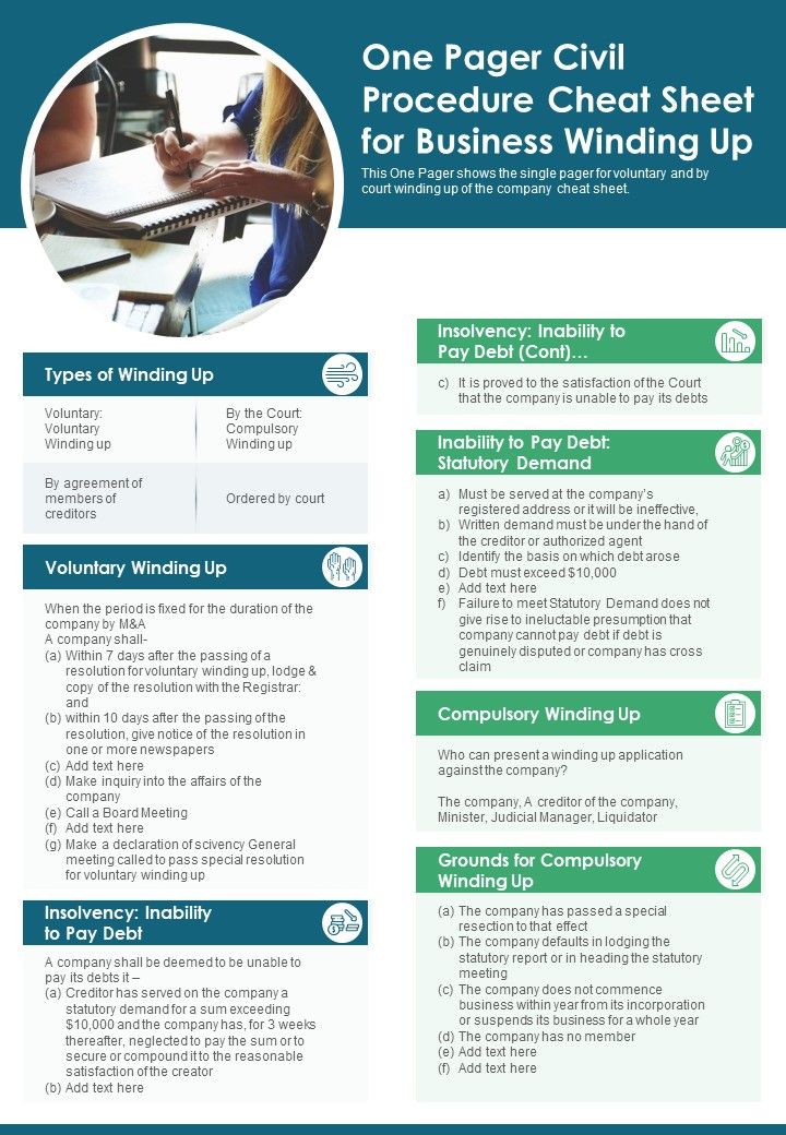 One Pager Civil Procedure Cheat Sheet For Business Winding Up PDF Document