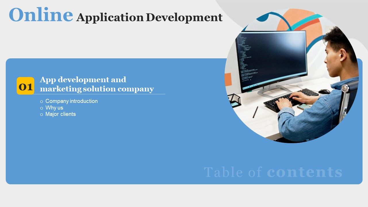Online Application Development Table Of Contents Sample PDF