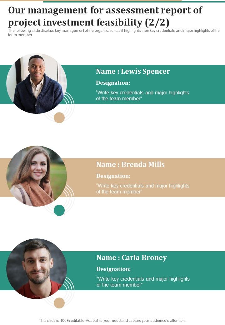 Our Management For Assessment Report Of Project Investment Feasibility One