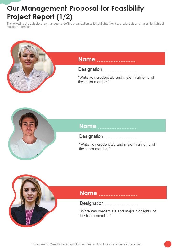 Our Management Proposal For Feasibility Project Report One Pager Sample Exa