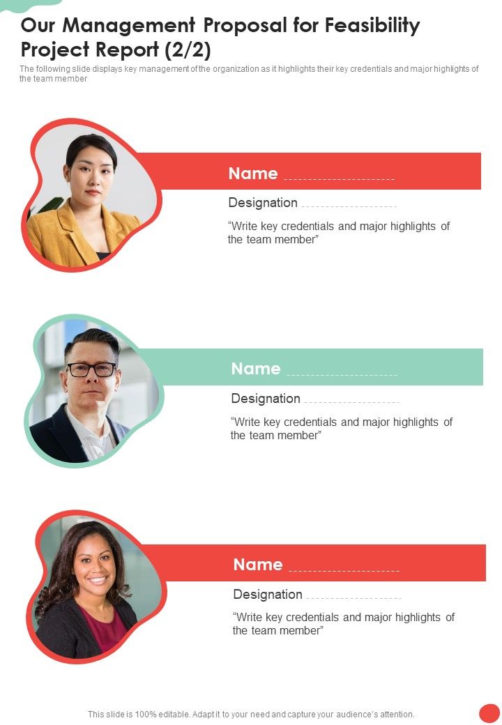 Our Management Proposal For Feasibility Project Report One Pager Sample Exa