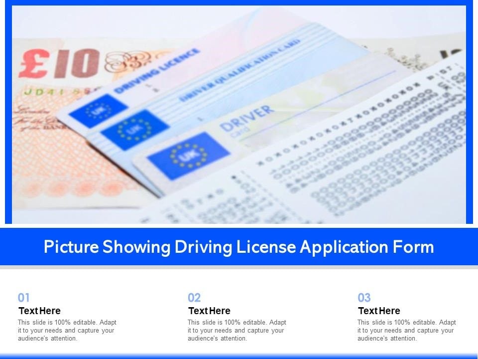 Picture Showing Driving License Application Form Ppt PowerPoint Presentation File Example Topics PDF