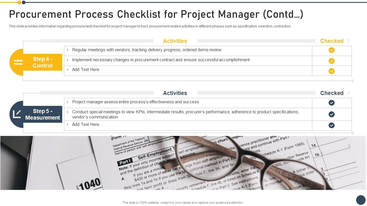 Playbook For Project Administrator Procurement Process Checklist For Project Manager Contd