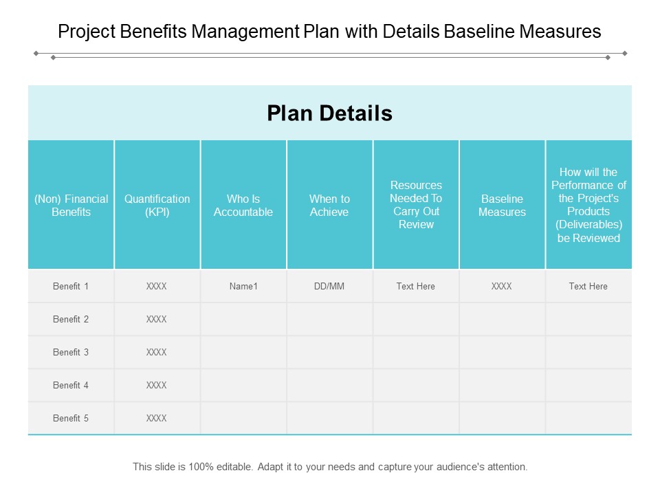 Project Benefits Management Plan With Details Baseline Measures Ppt Project Benefits Management Plan With Details Baseline Measures Ppt