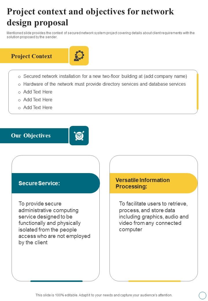 Project Context And Objectives For Network Design Proposal One Pager Sample Example Document