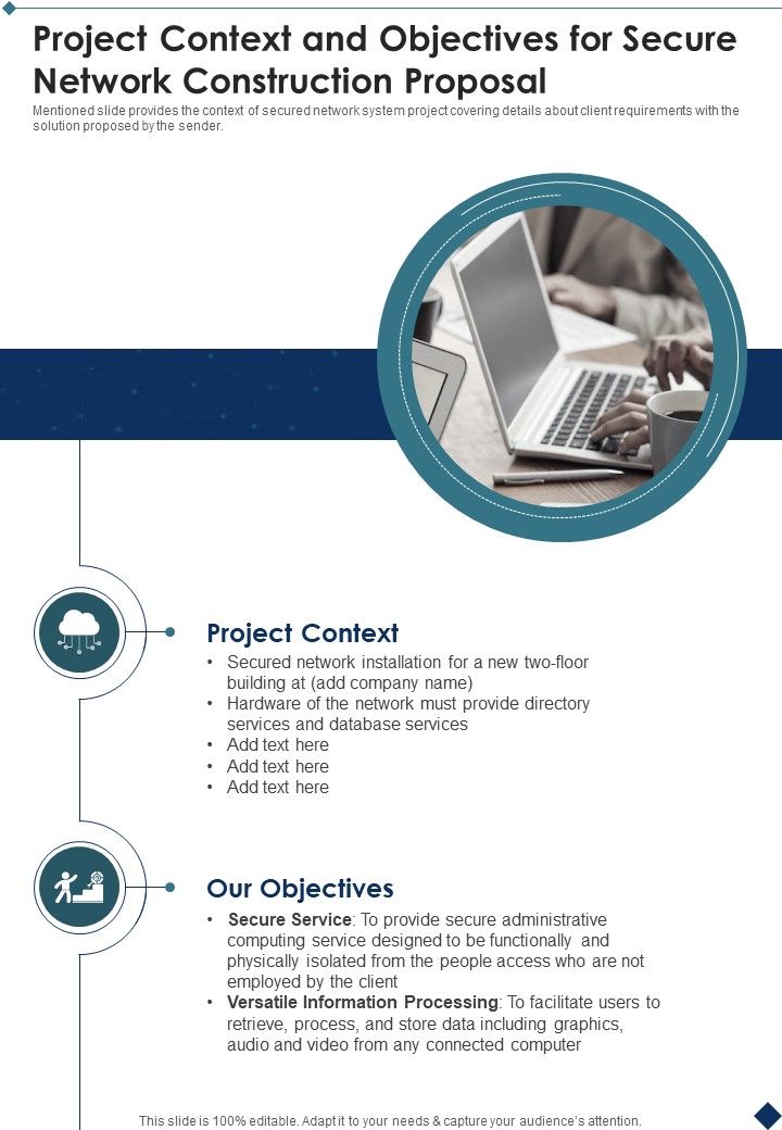 Project Context And Objectives For Secure Network Construction Proposal One Pager Sample Example ...
