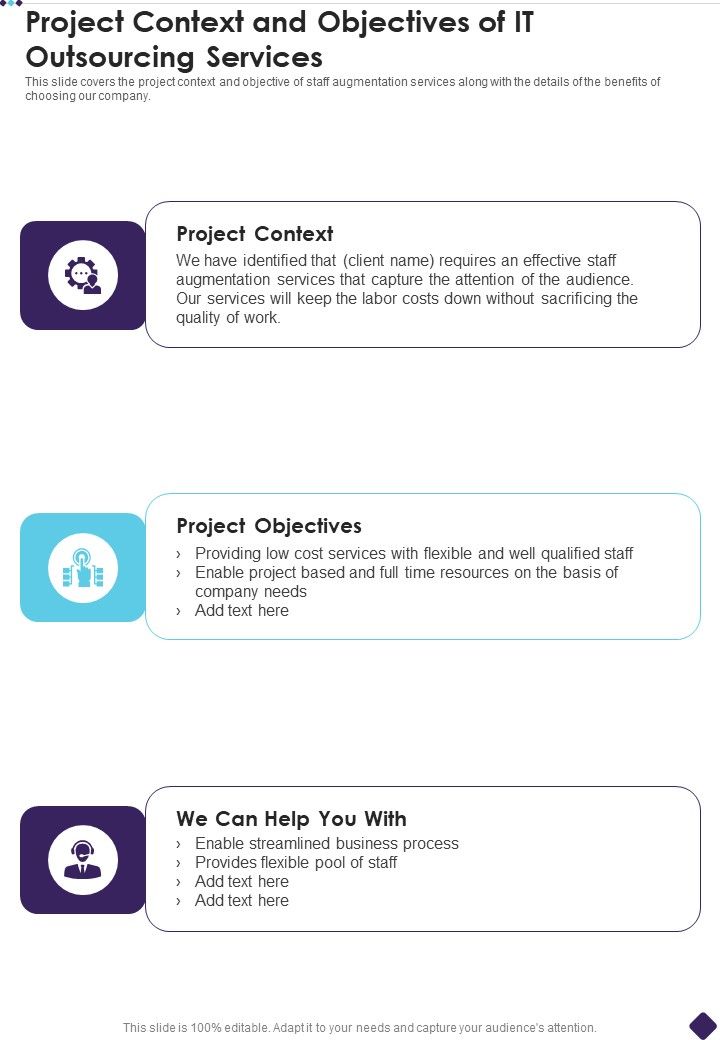 Project Context And Objectives Of IT Outsourcing Services One Pager Sample