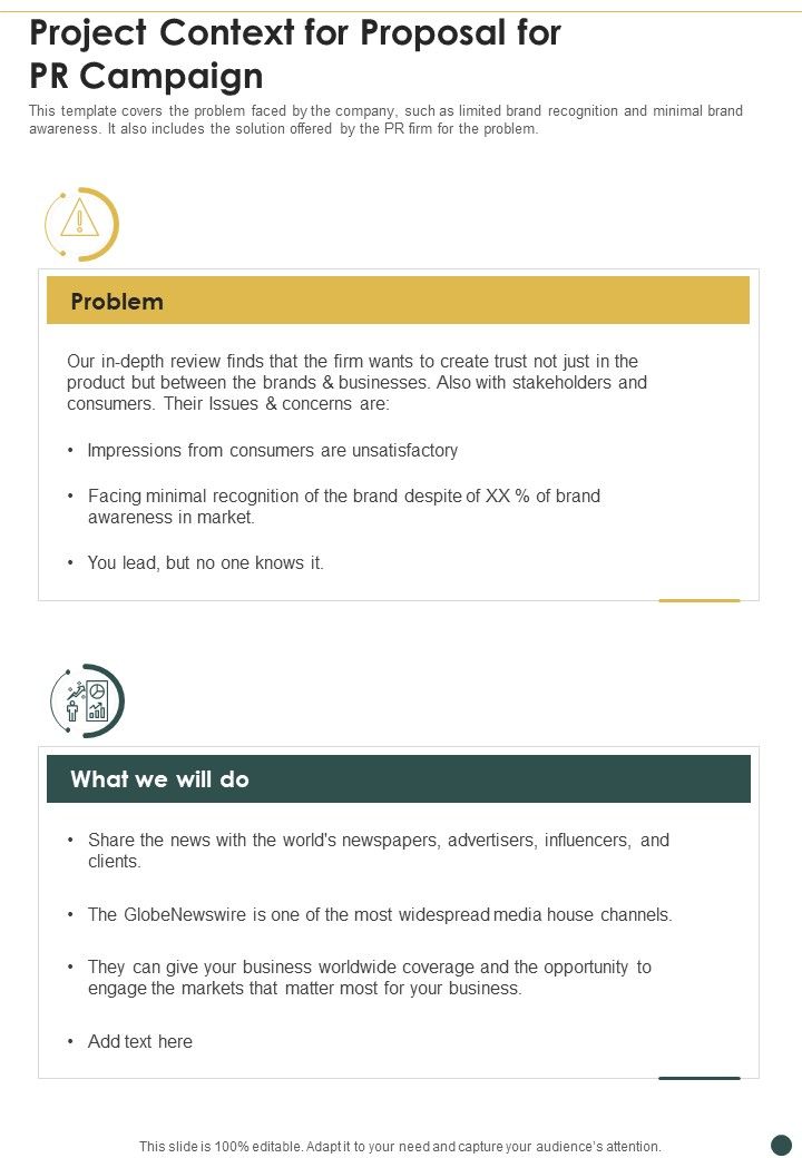 Project Context For Proposal For PR Campaign One Pager Sample Example Docum